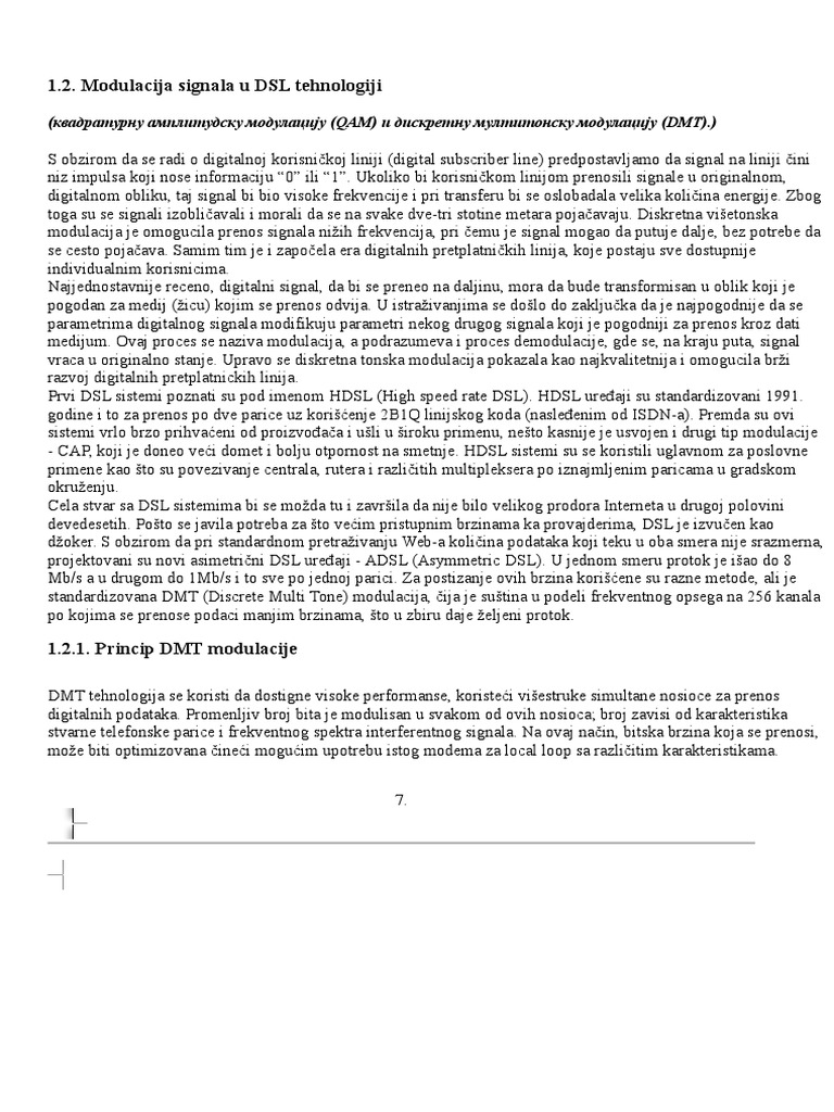 Modulacija Signala U DSL Tehnologiji | PDF