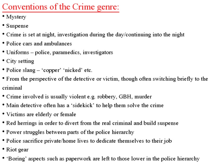 Crime Genre Conventions Explained | PDF