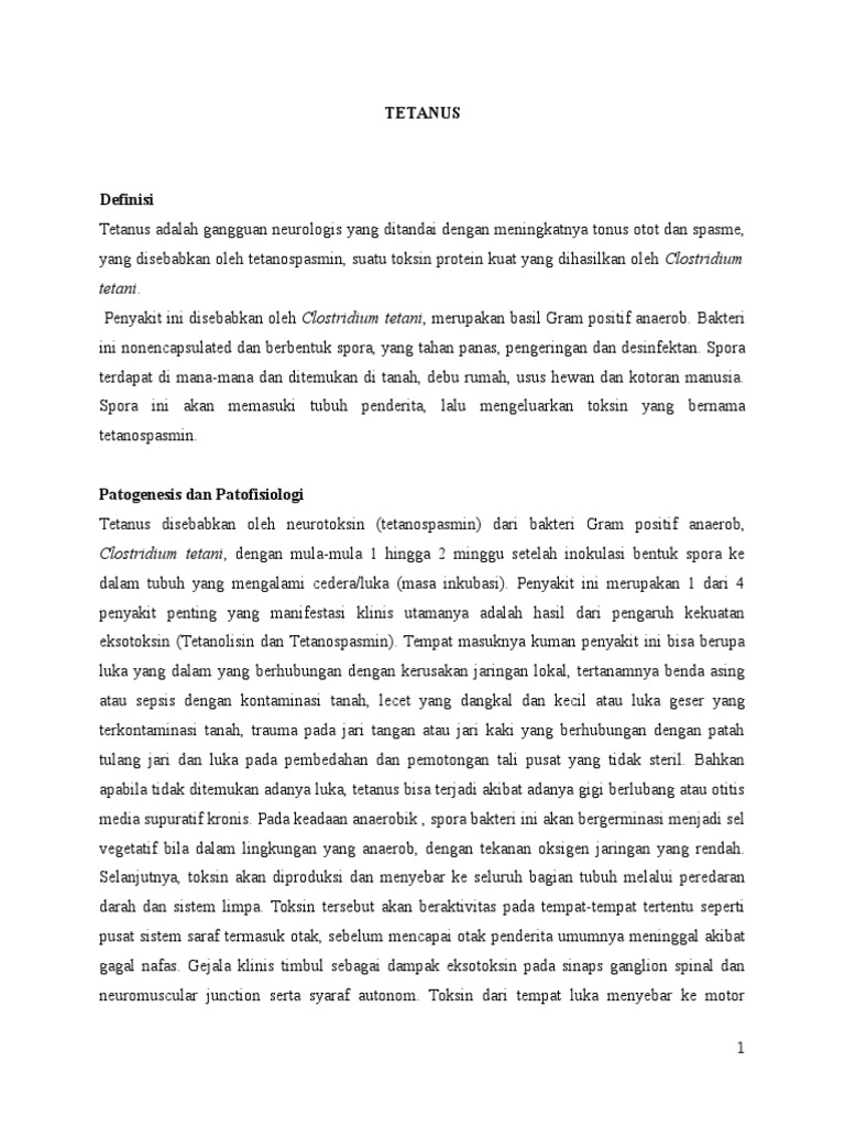Patofisiologi dan Gejala Tetanus | PDF | Kesehatan Holistik