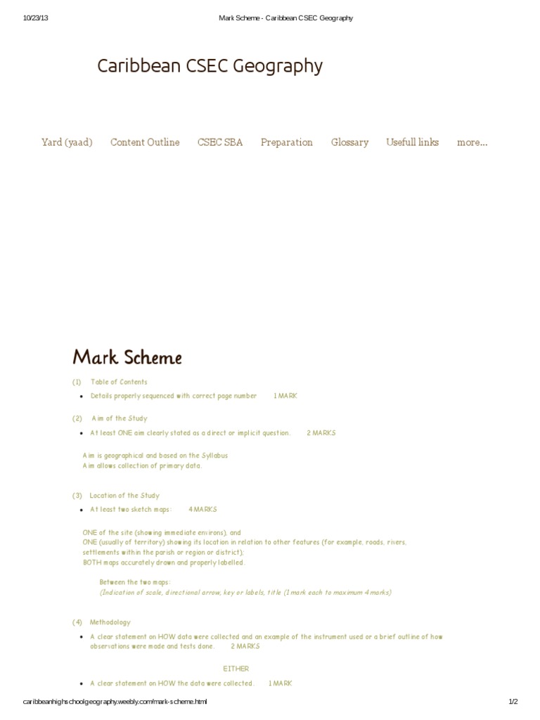 Mark Scheme - Caribbean CSEC Geography | PDF | Geography | Map