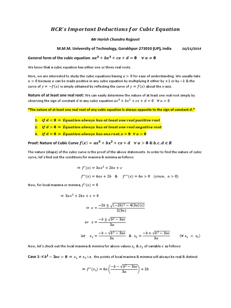 Understanding Cubic Equation Roots | PDF | Maxima And Minima | Tangent