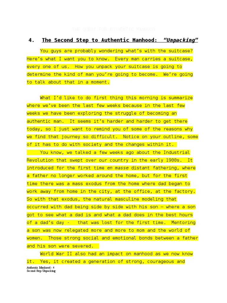 The Quest For Authentic Manhood | PDF | Man | Pain