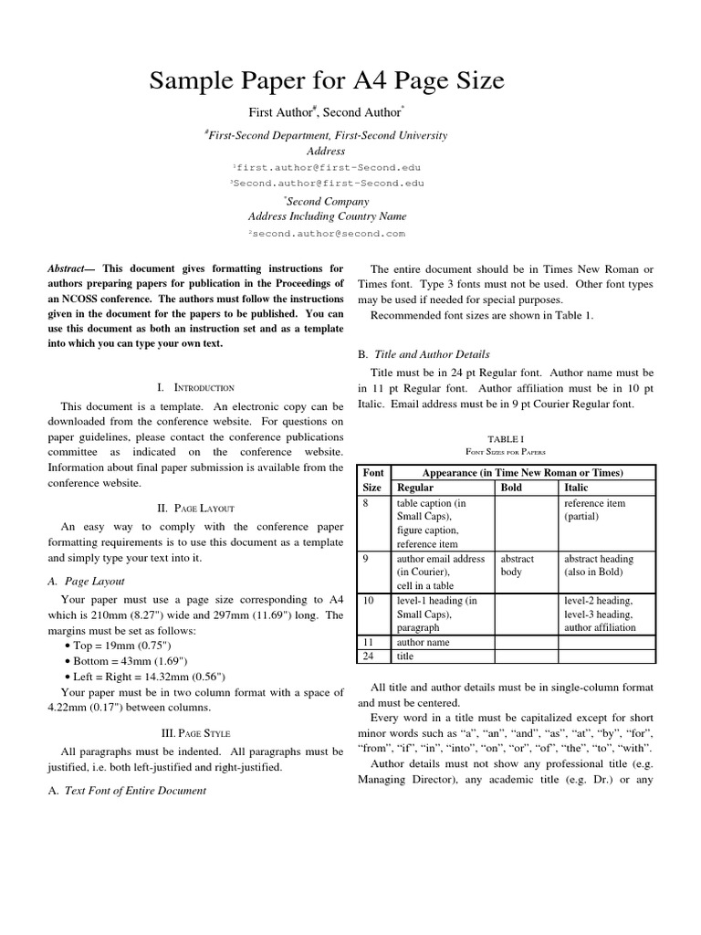 A4 Page Sample Paper Formatting Guide | PDF