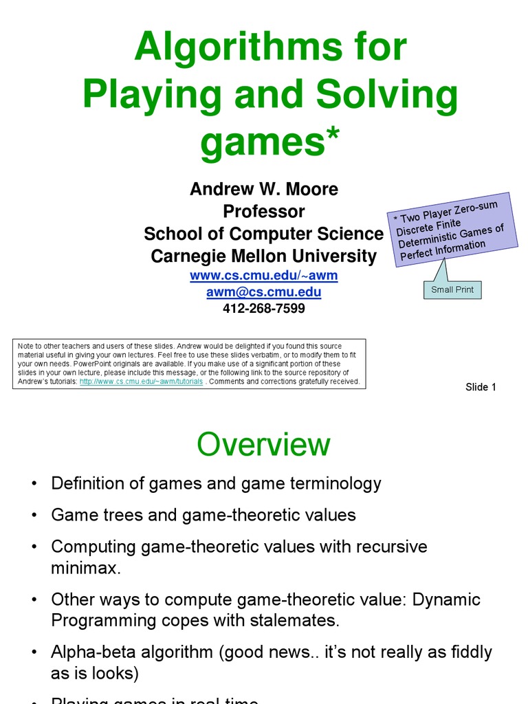 Algorithms For Playing And Solving Games Pdf Game Theory Mathematical Concepts 