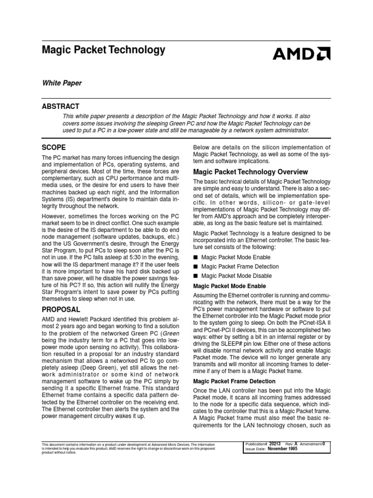 Magic Packet Technology: White Paper | Download Free PDF | Router ...