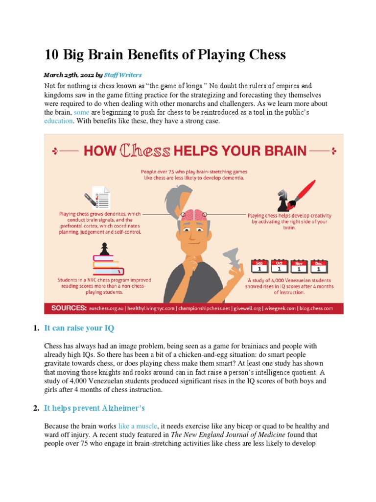 10 Big Brain Benefits of Playing Chess | PDF | Creativity | Chess