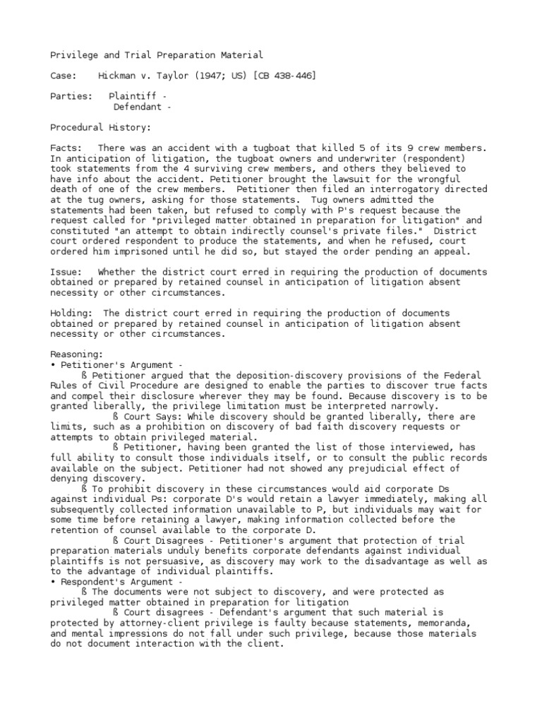 Hickman v. Taylor | PDF | Judiciaries | Common Law