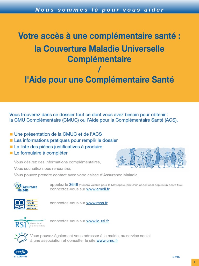 Demande CMU et ACS : Formulaire S3711 | PDF | Espace économique ...