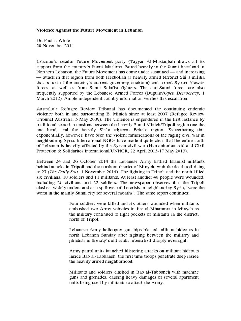 Violence Against The Future Movement in Lebanon | PDF | Lebanon | Hezbollah