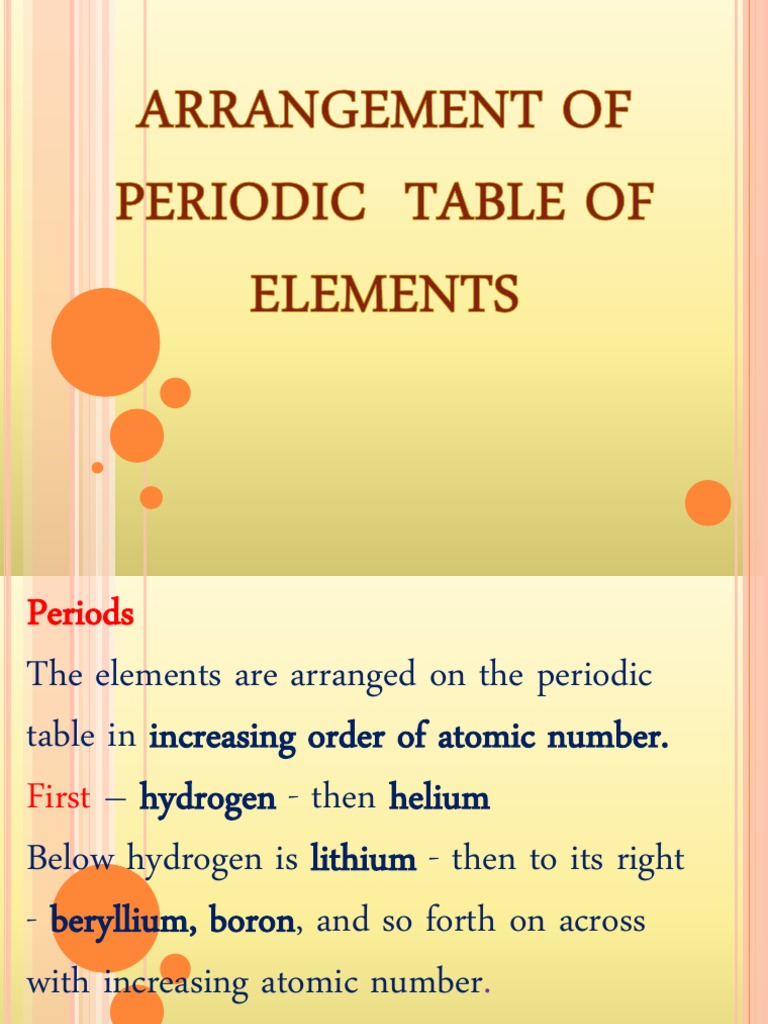 Arrangement of Elements in the Periodic Table | PDF | Periodic Table ...
