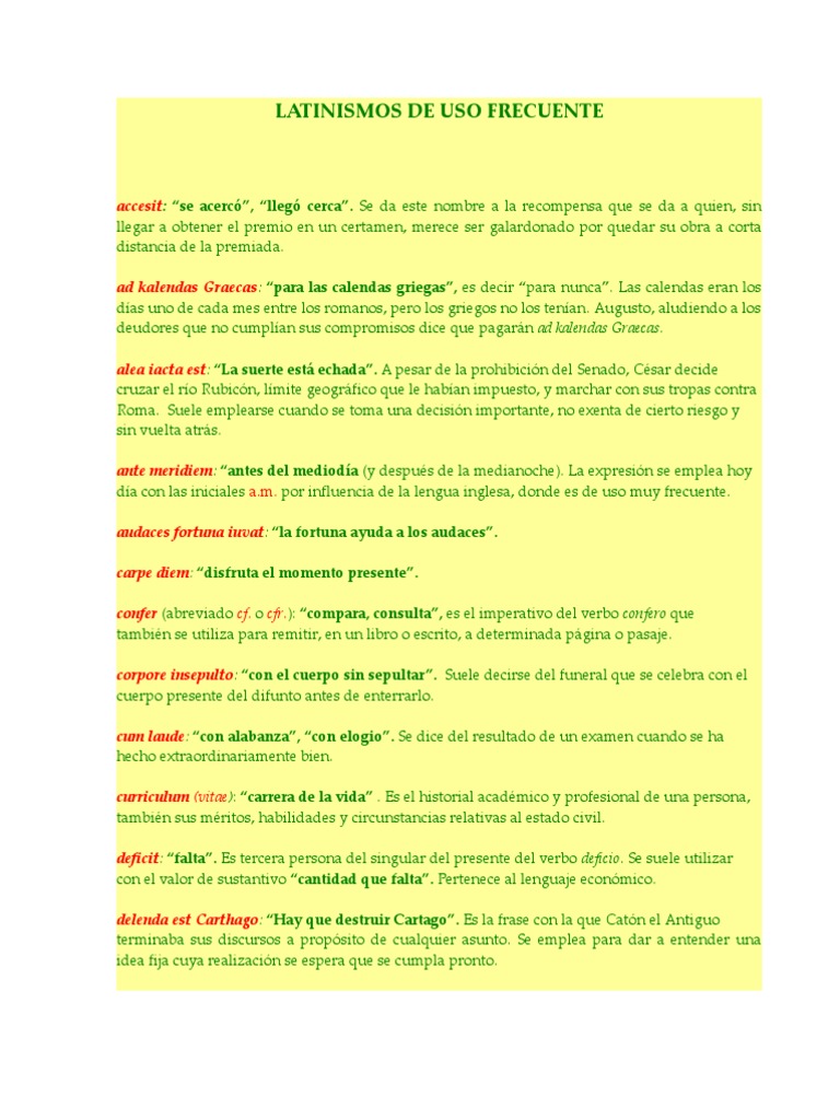 Latinismos | PDF | Idiomas