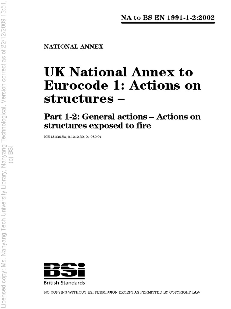 BS en 1991-1-2 - Na | PDF | Copyright | Science