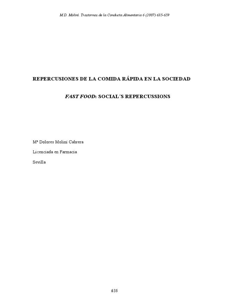 Repercusiones de La Comida Rapida en La Sociedad | PDF