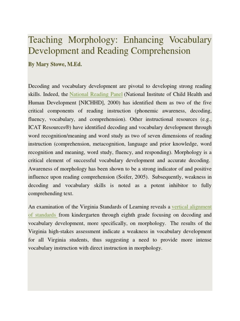 Teaching Morphology | Reading Comprehension | Word