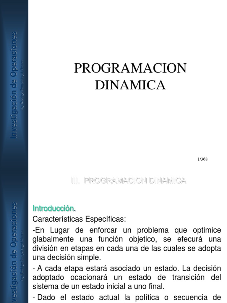 Programacion Dinamica | PDF | Programación dinámica | La investigación ...