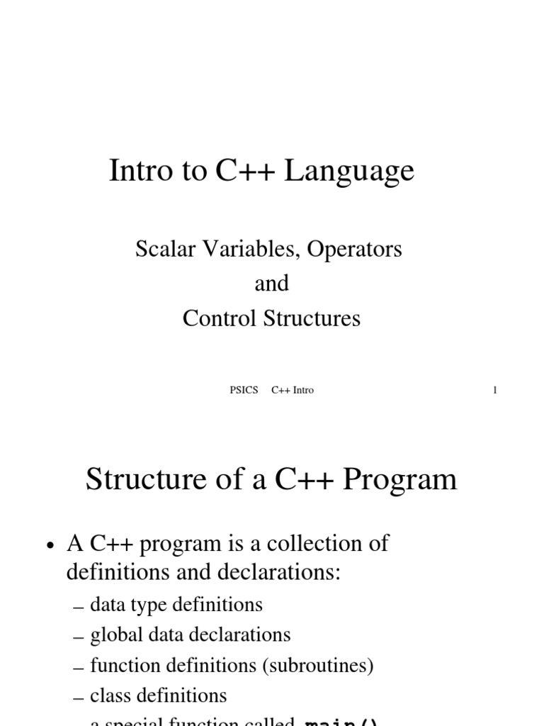 Intro To C++ Language | Download Free PDF | Subroutine | Control Flow