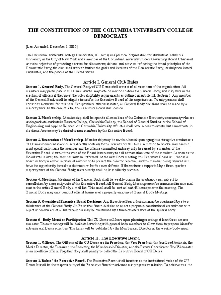Official Constitution | PDF | Board Of Directors | Constitutional Amendment