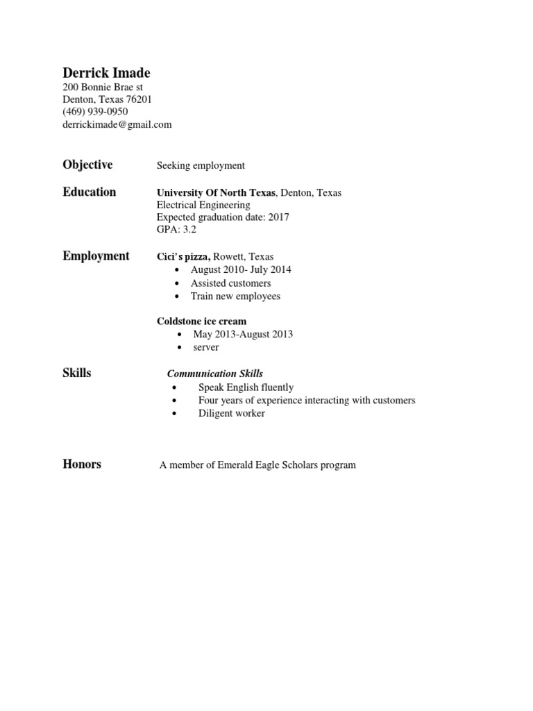 Derrick Resume Unt | PDF
