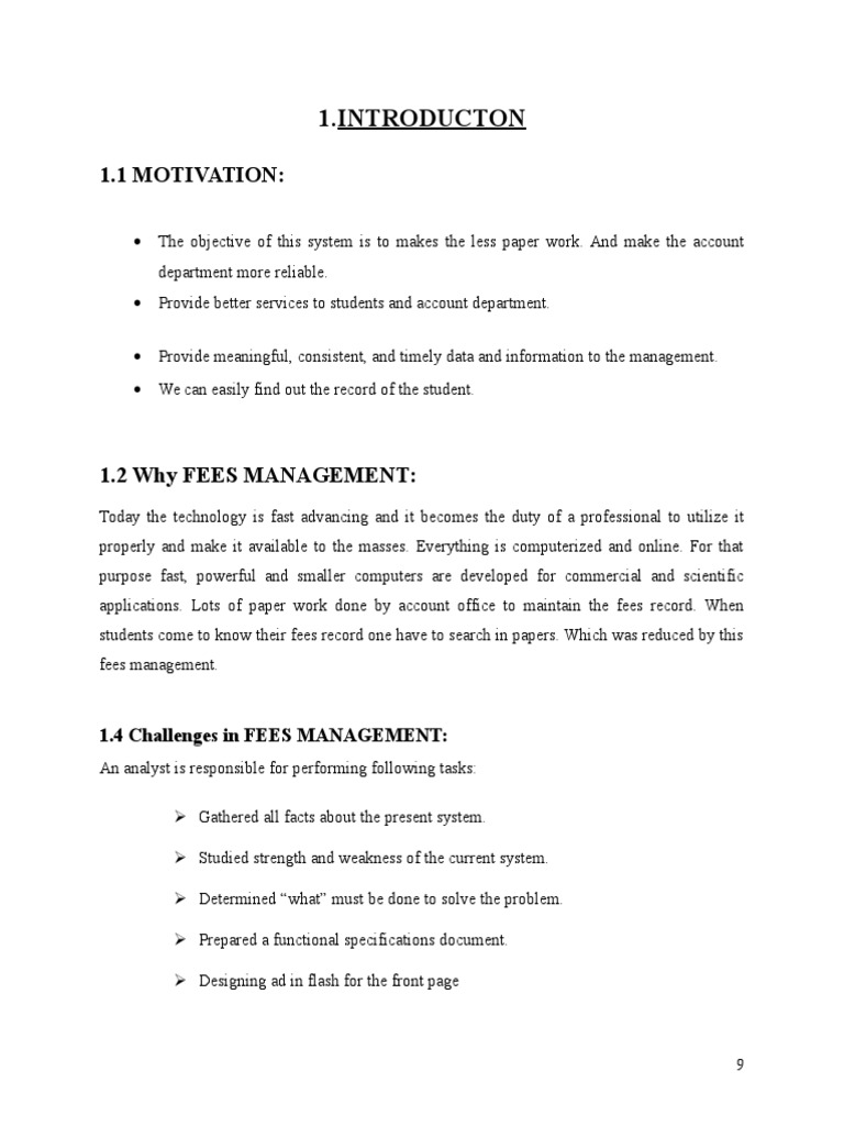 Fee Management Project Report | PDF | Microsoft Access | Databases