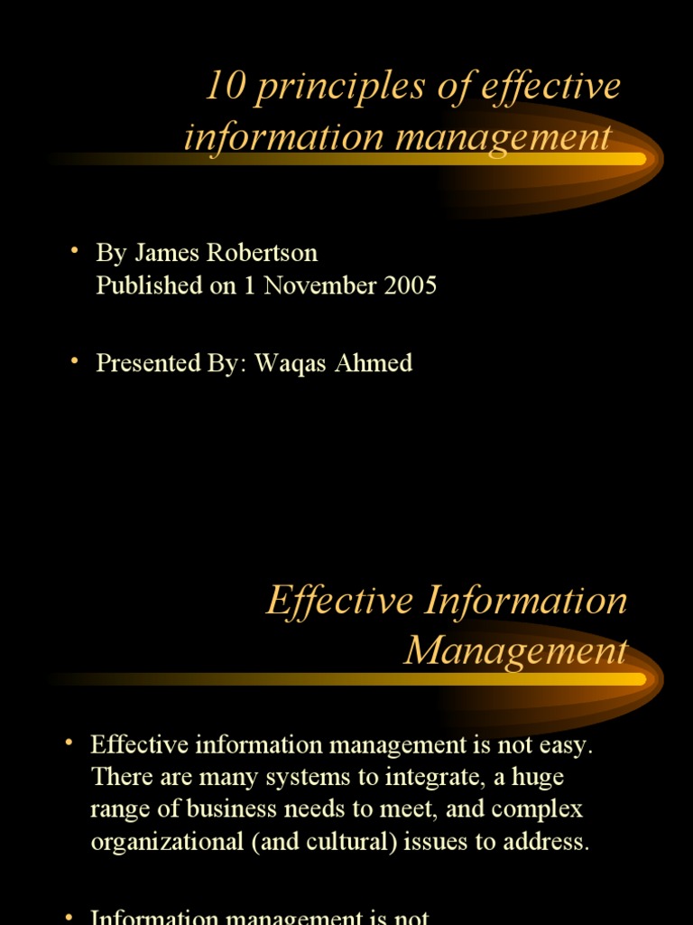 10 Principles of Effective Information Management | PDF