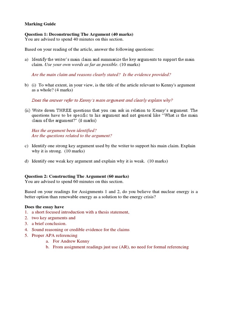 Marking Guide Final Exam | PDF