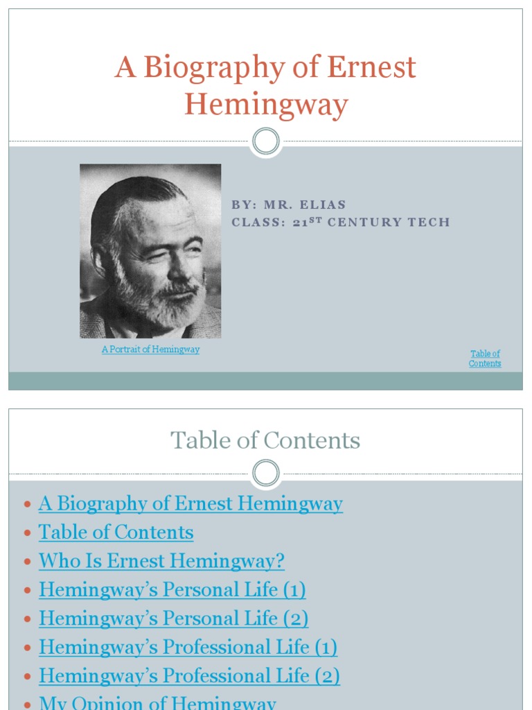Biography of Ernest Hemingway | PDF | Ernest Hemingway