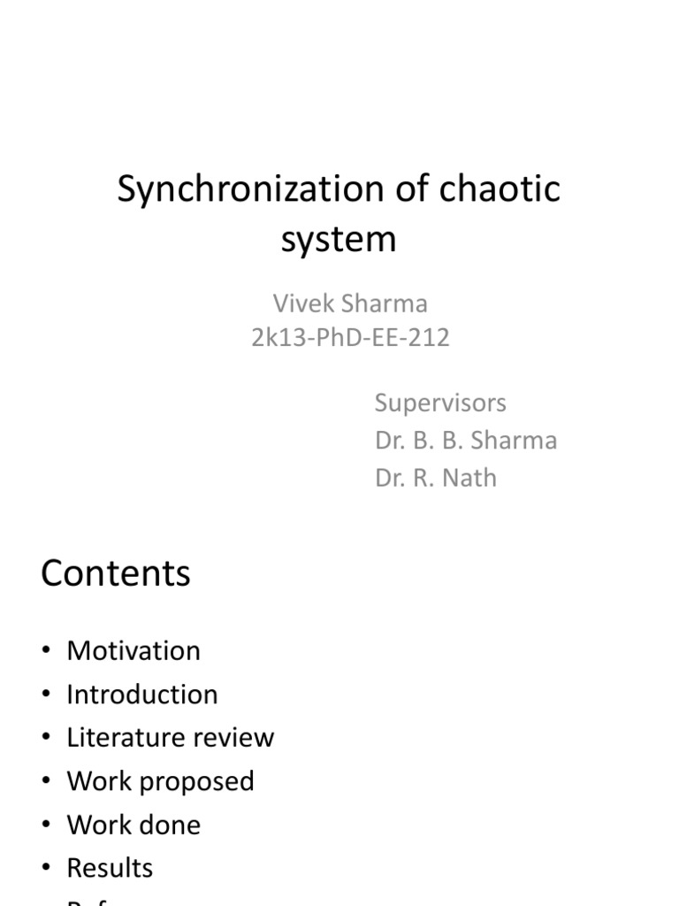 Synchronization of chaotic system1.ppt | Chaos Theory | Ordinary ...