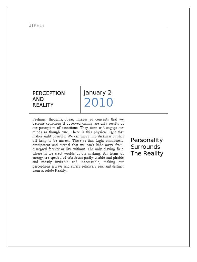 Perception and Reality | PDF | Perception | Consciousness