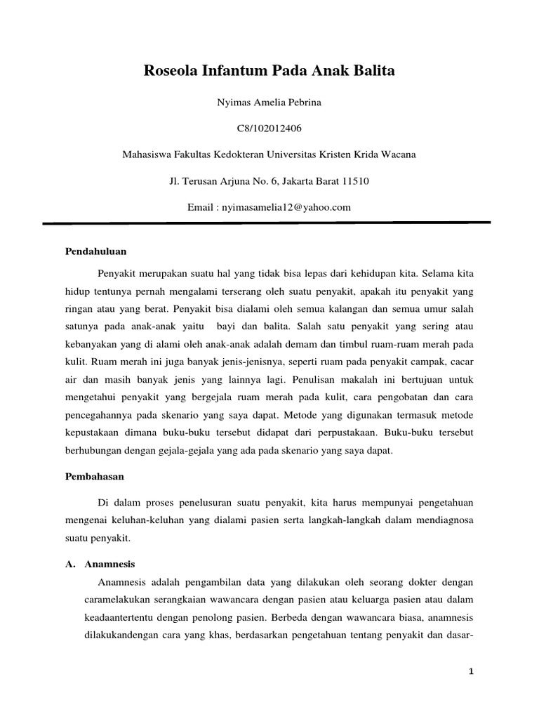 Diagnosa dan Penanganan Roseola Infantum | PDF | Sains & Matematika