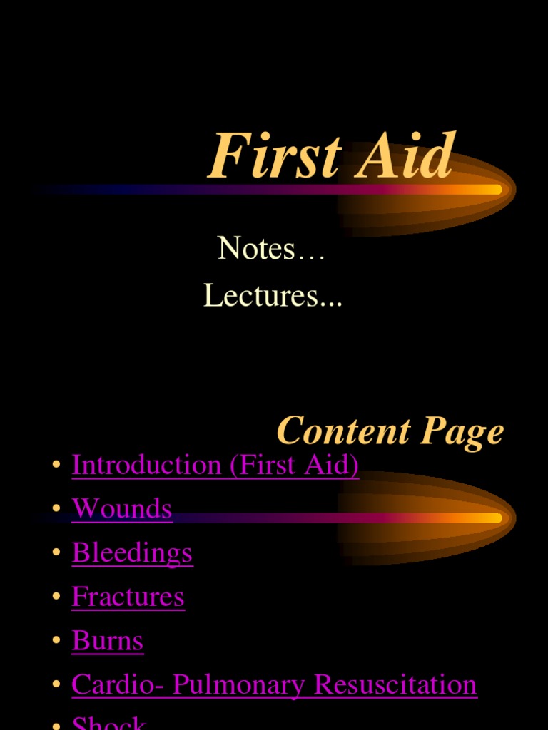 First Aid: Notes Lectures.. | PDF