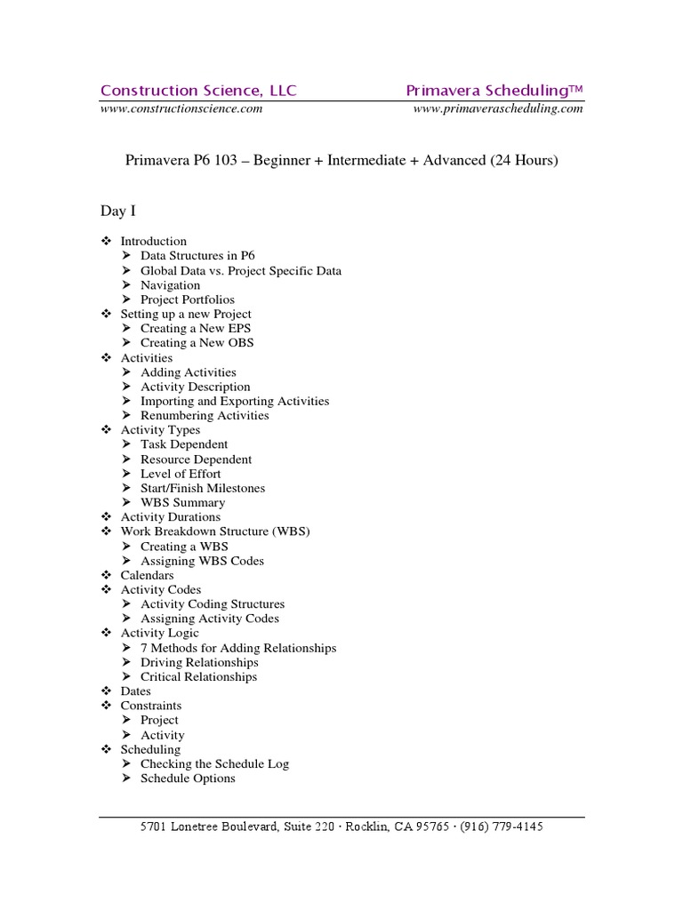 Primavera P6 103 Outline 2014 | Download Free PDF | Computing | Information Technology