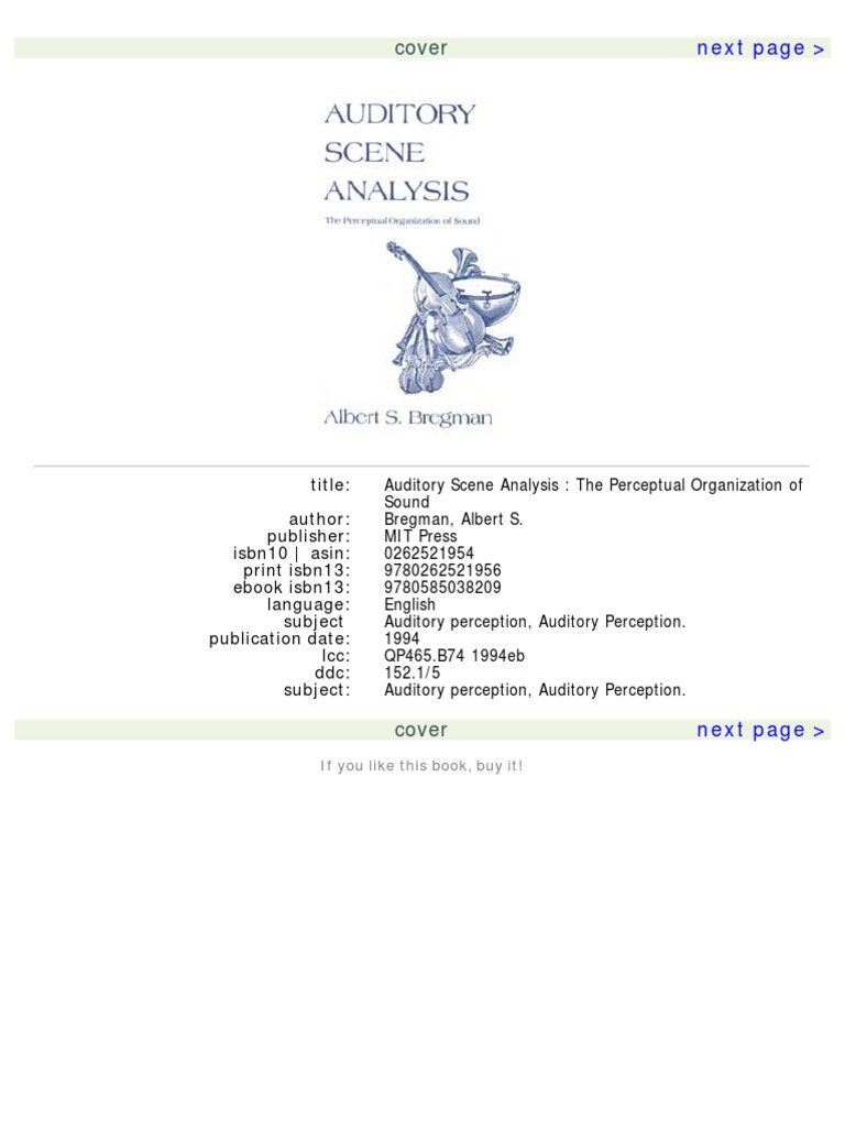 Auditory Scene Analysis | PDF | Perception | Sound