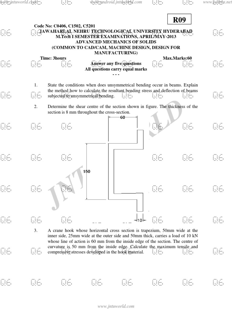 Advanced Mechanics of Solids | PDF | Bending | Stress (Mechanics)
