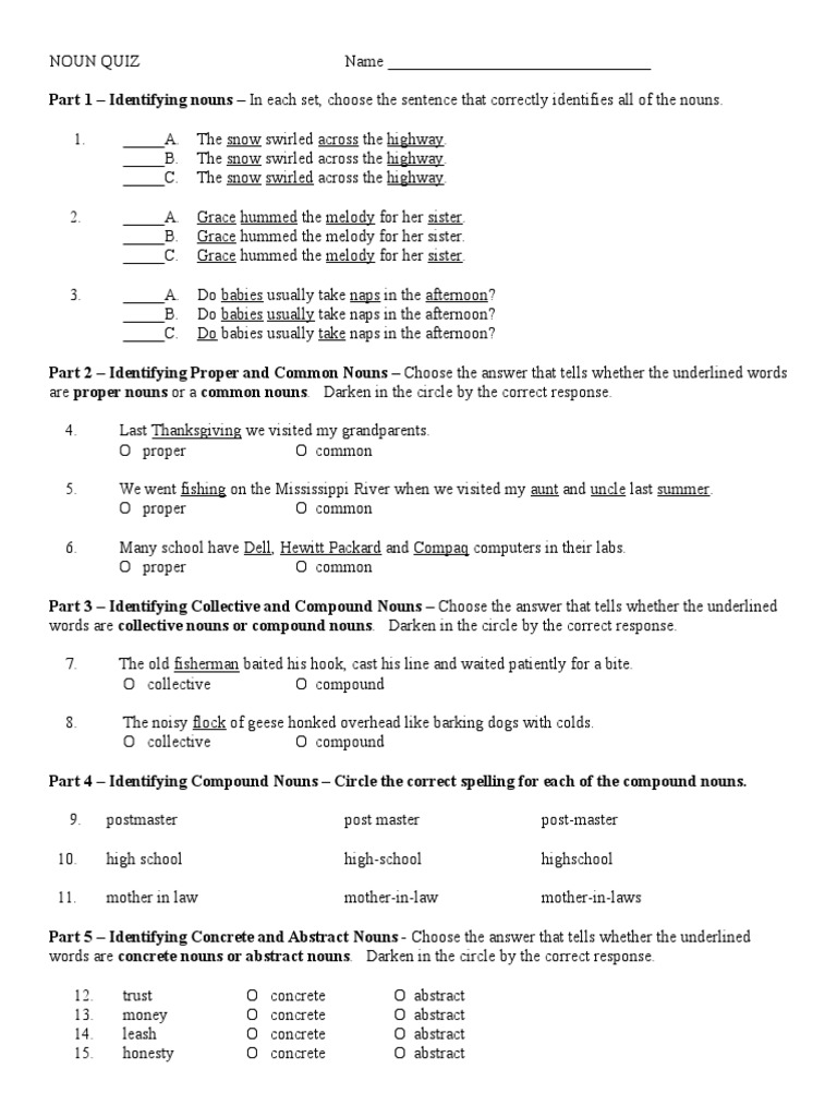 English Noun-Quiz | PDF