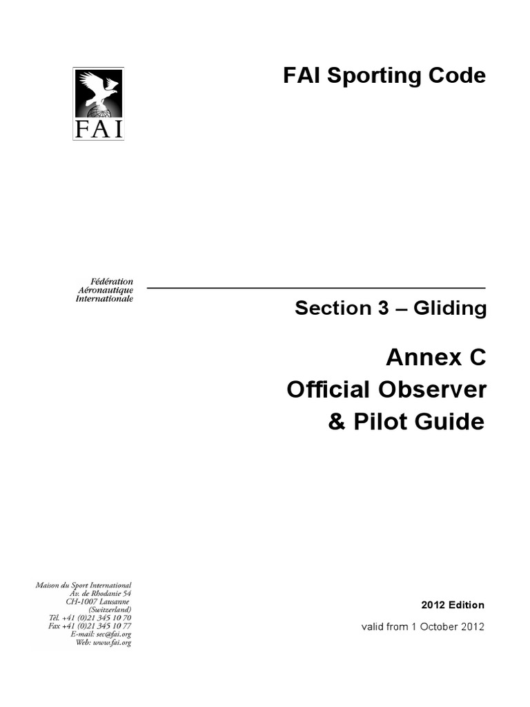 FAI Sporting Code: Annex C Official Observer & Pilot Guide | PDF ...