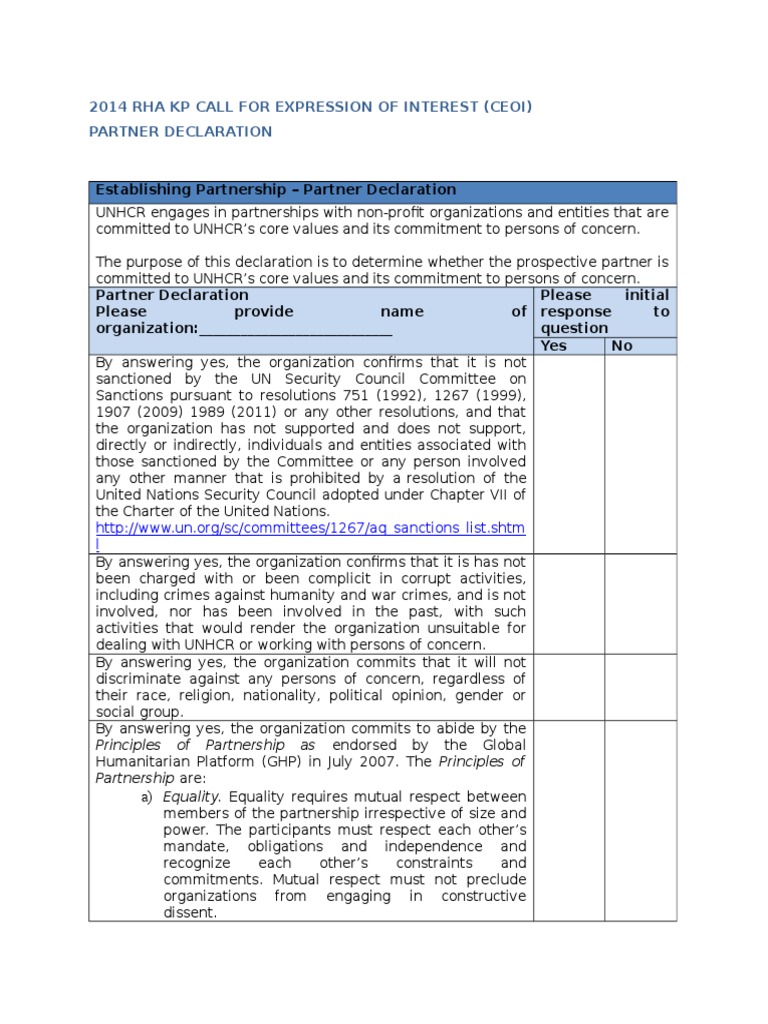 2014 CEoI Partner Declaration Template - RAHA Annex 6 | PDF ...