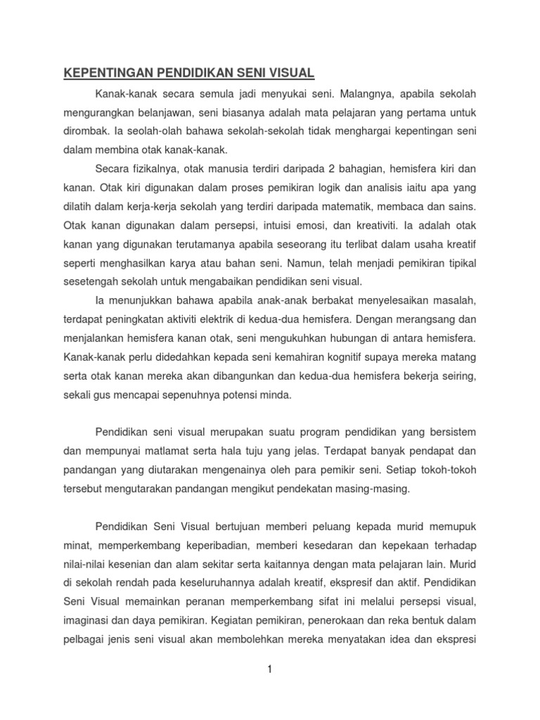 Kepentingan Pendidikan Seni Visual | PDF