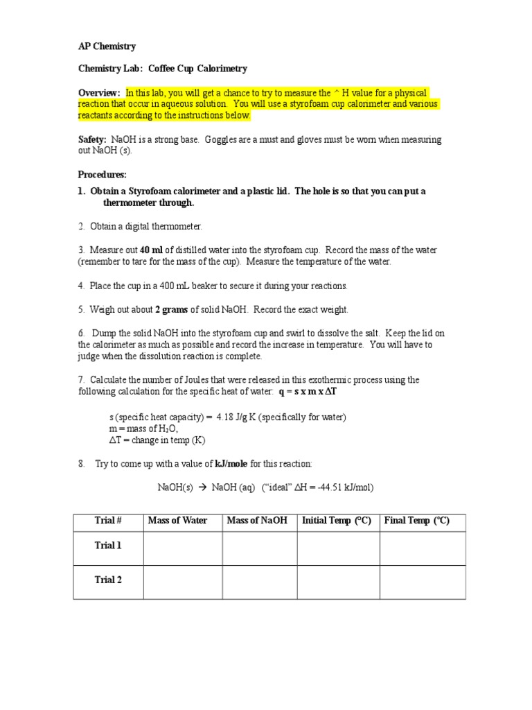 Calorimetry Lab | PDF