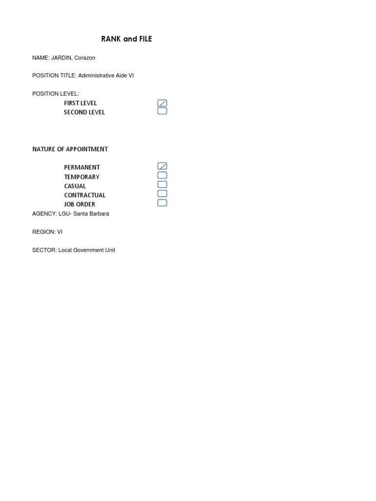 Rank and File Position Overview | PDF