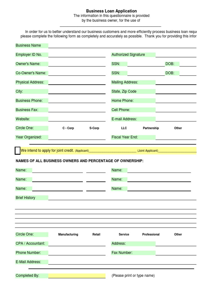 Business Loan Application Template | PDF | Mortgage Loan | Expense