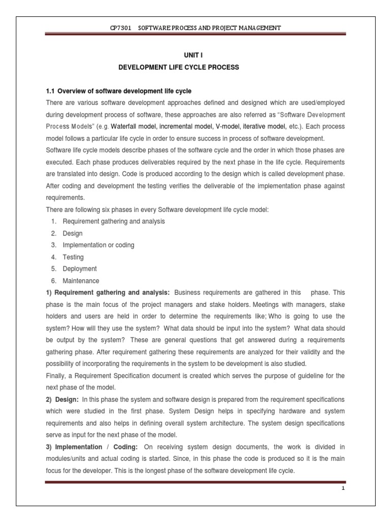 Cs9269 SPM Notes 1-5 Me Cse | PDF | Software Development | Project ...