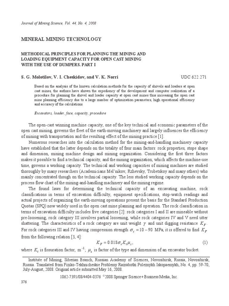 Mineral Mining Technology | PDF | Loader (Equipment) | Excavation ...