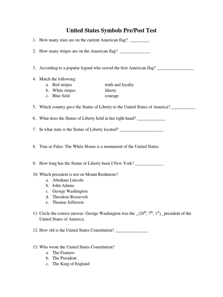 United States Symbols Assessment | PDF | Politics
