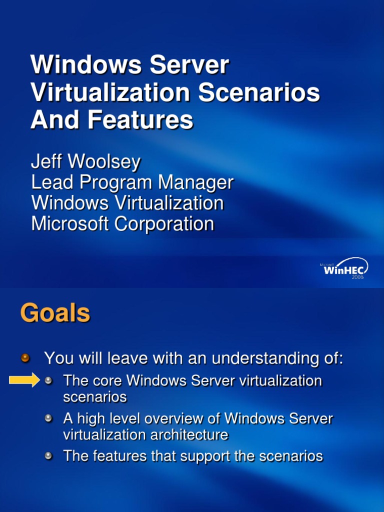 Windows Server Virtualization Scenarios and Features | PDF | Virtual ...