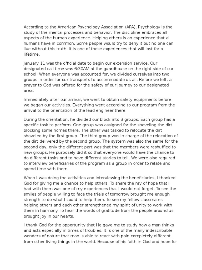 Sample Narrative Report | American Psychological Association | Psychology