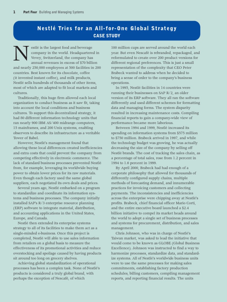 Nestle Case Study | PDF | Nestlé | Enterprise Resource Planning