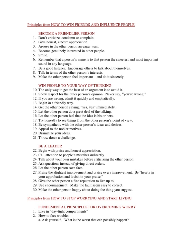 Principles of Winning Friends | PDF