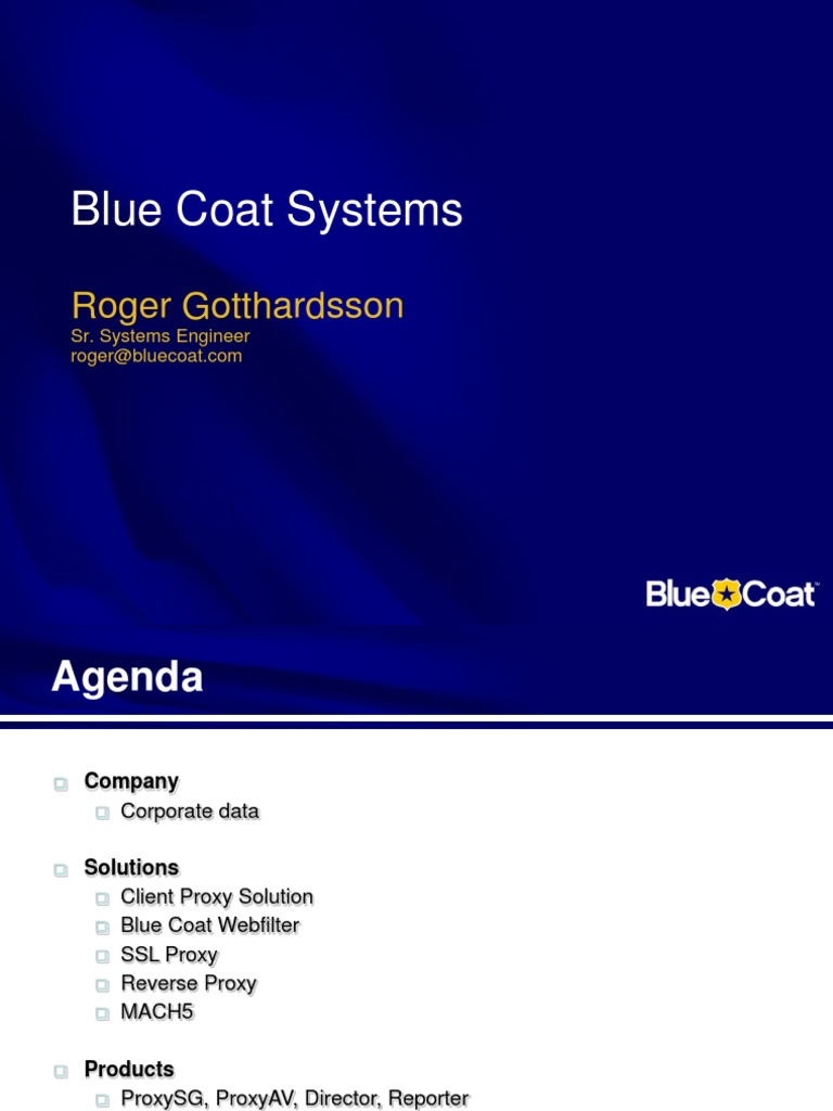 BlueCoat Roger Gotthardsson | PDF | Proxy Server | Transport Layer Security