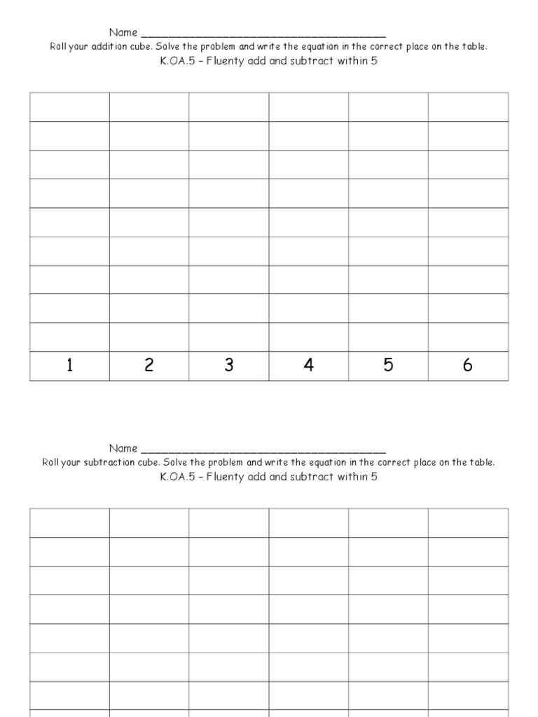 Addition and Subtraction Cube Activities | PDF | Teaching Methods ...