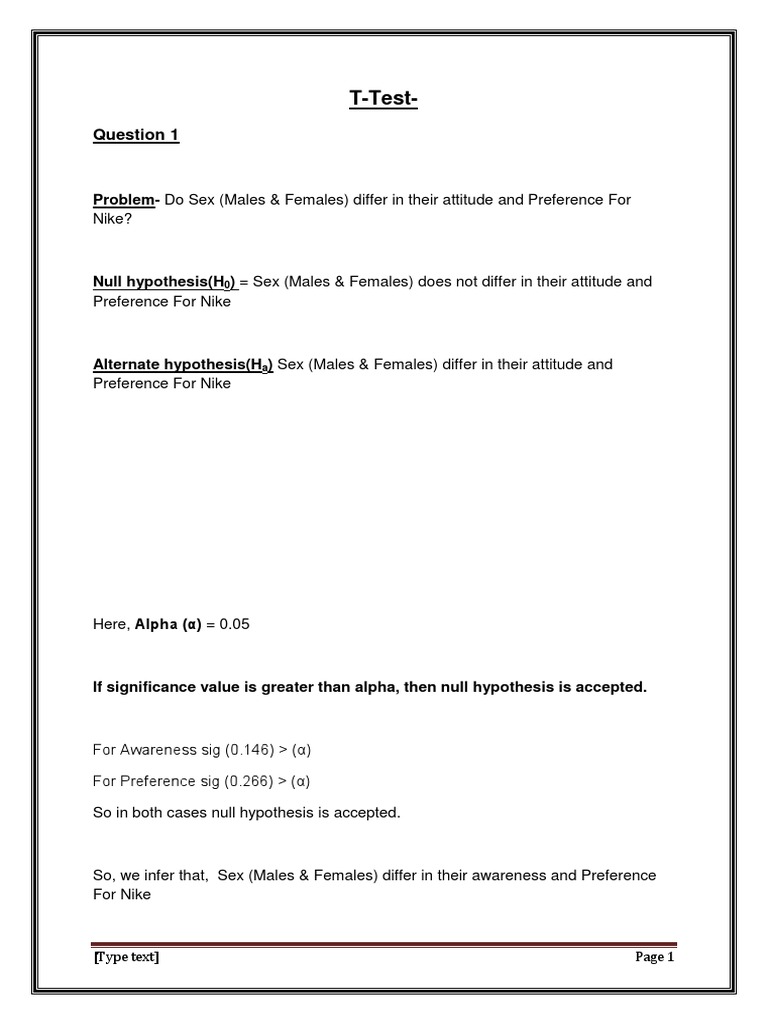 T-Test-: (Type Text) | PDF | Student's T Test | Variance